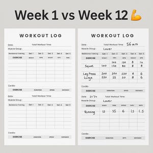 Minimalist Workout Log | Printable Fitness Tracker | Gym & Cardio ...