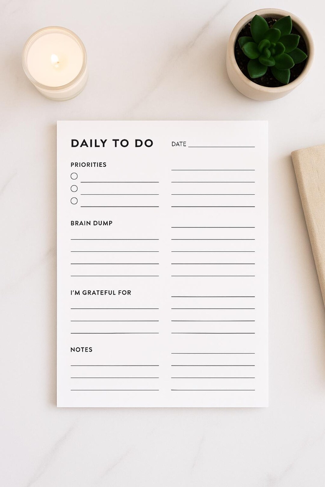 Daily To-do List Planner | Printable & Fillable PDF | Minimalist Task ...