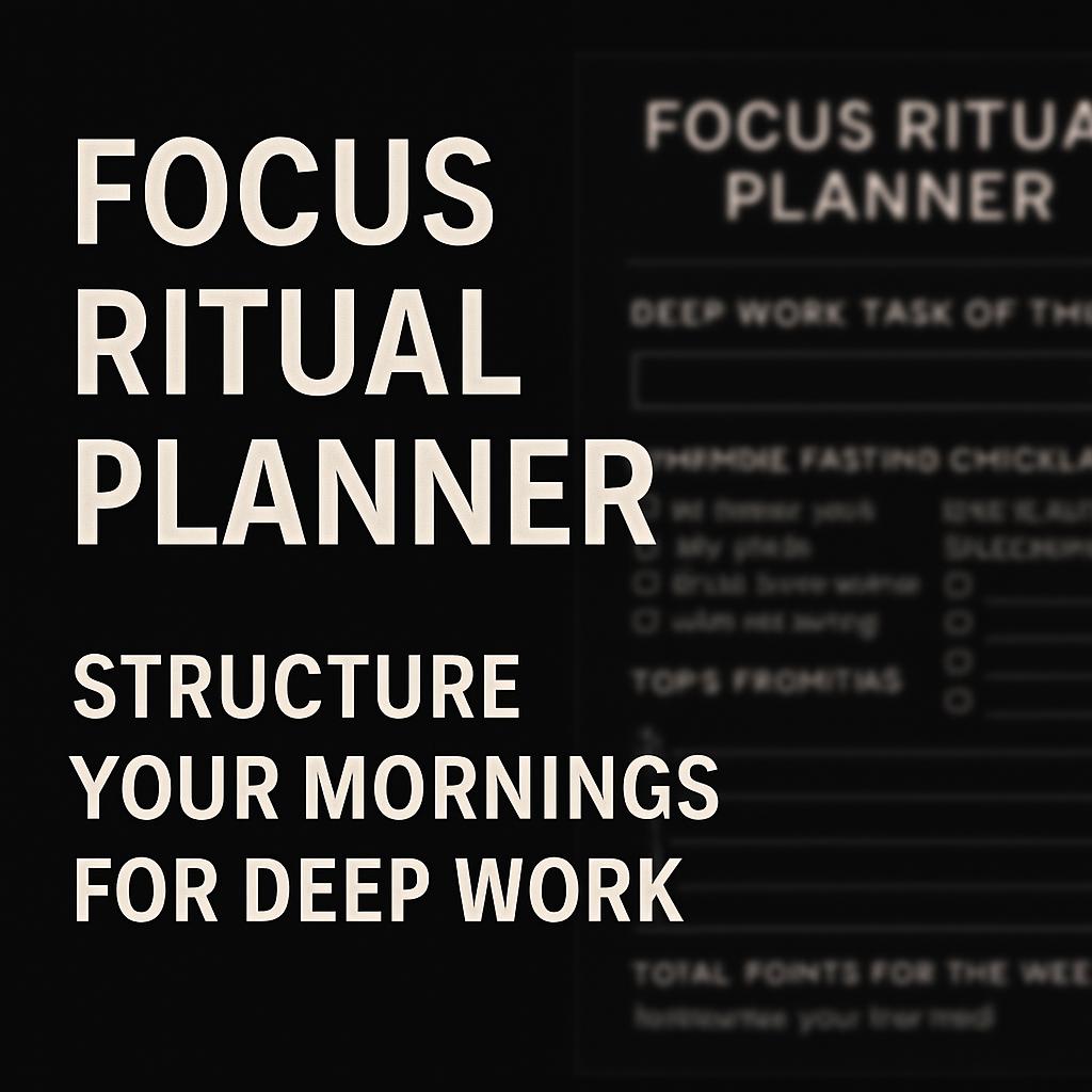 Focus Ritual Planner | Deep Work, Fasting, Productivity System ...