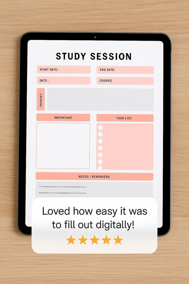 Study Session Planner: Printable Student Organization Template (PDF ...