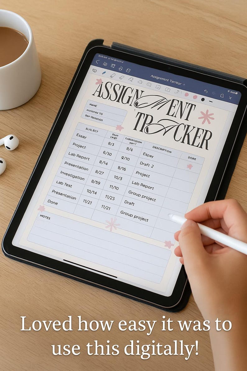 Assignment Tracker | Printable & Digital | Homework Planner PDF ...