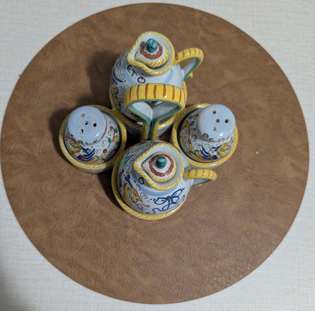 Vintage Italian Hand-painted Cruet Set - 