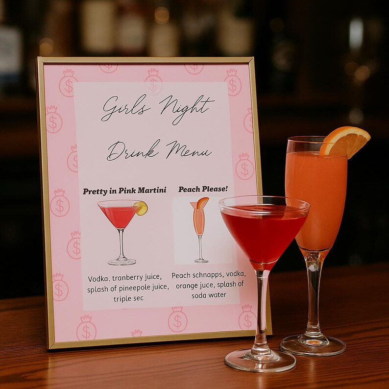 Girl Night Bar Menu - Etsy