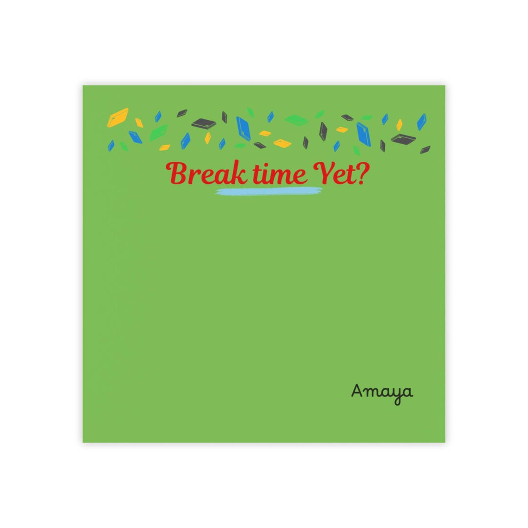 Break Time Yet? Post-it Note Pad | Confetti Border, Green Sticky Notes ...