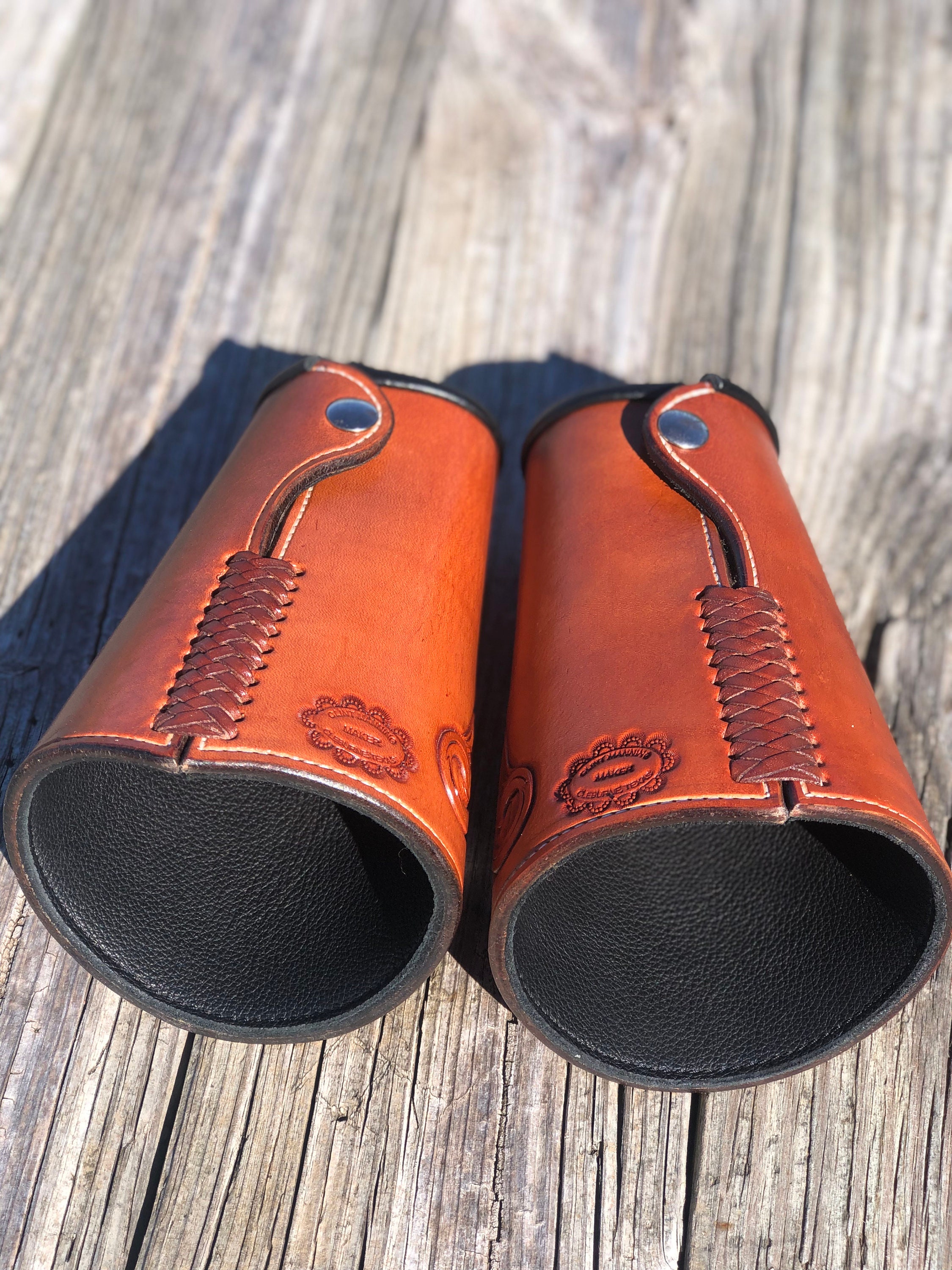 Floral Tooled Leather Cowboy Cuffs, Leather Cuffs, Tooled Leather ...