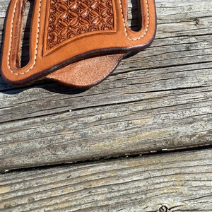 Tooled Leather Pancake Style Knife Sheath, Geometric Tooled Lather ...