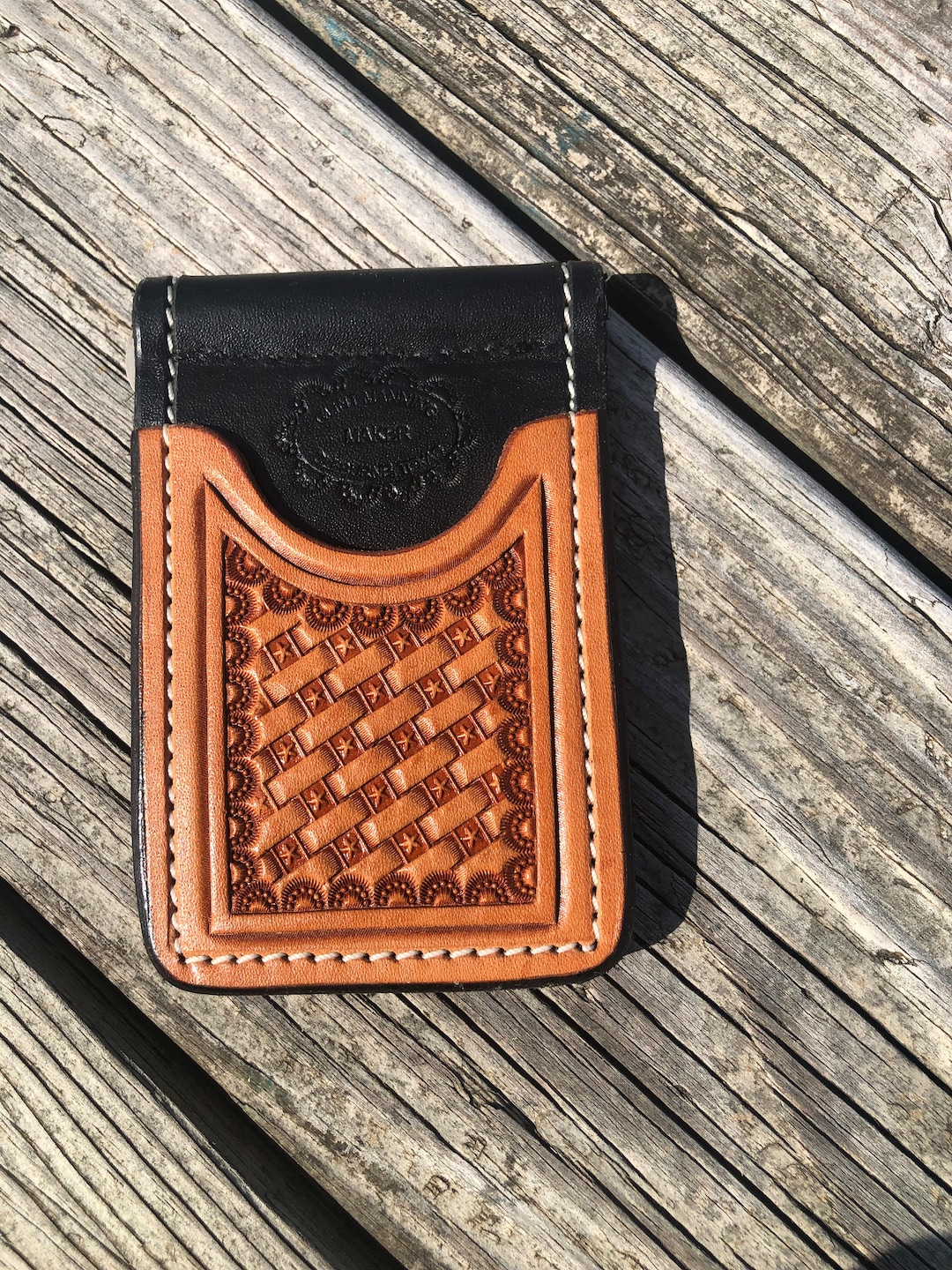 Hand Tooled Leather Front Pocket Wallet With Money Clip - Etsy