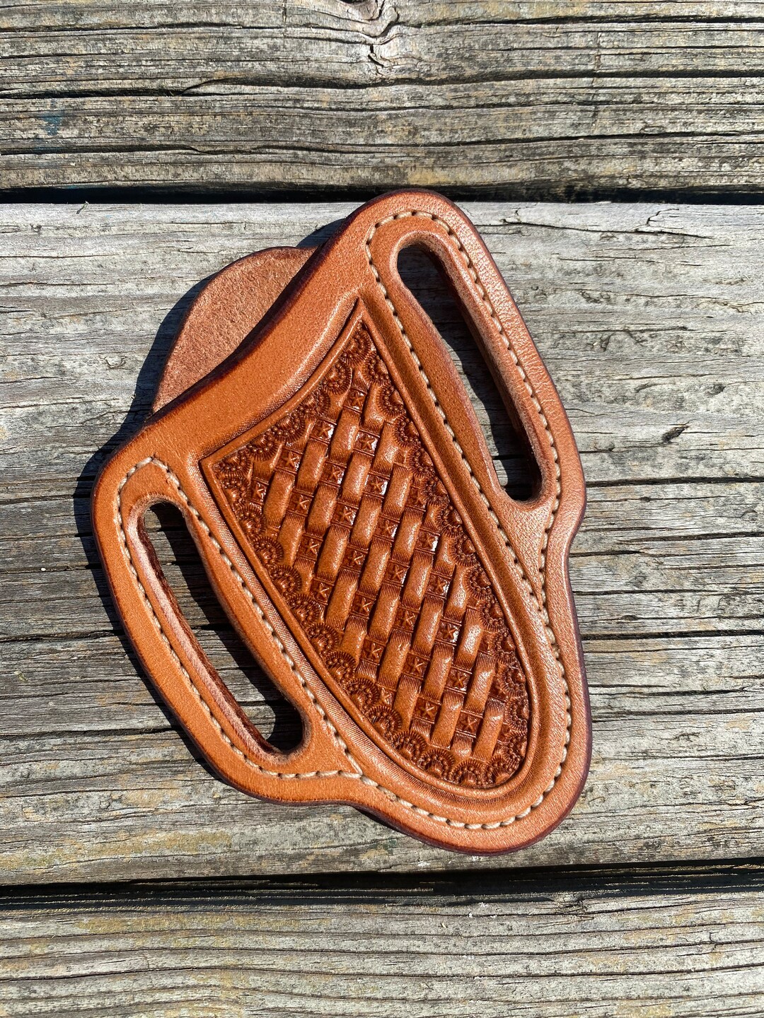 Tooled Leather Pancake Style Knife Sheath, Pocket Knife Leather Sheath ...