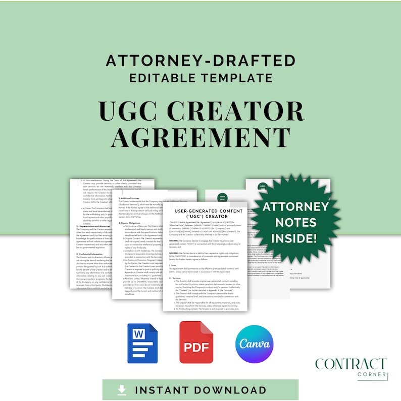 UGC Creator Agreement Template | User-generated Content Creator ...
