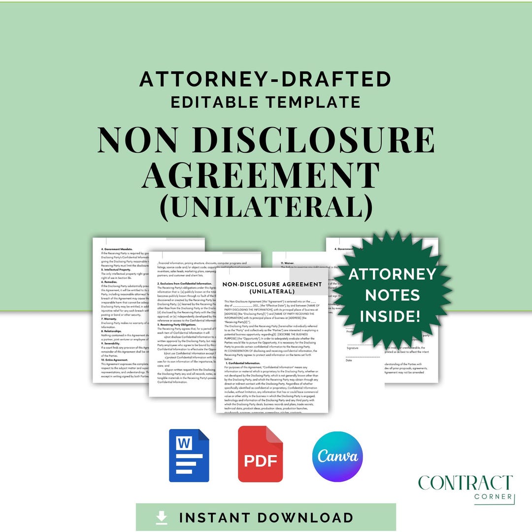 Non-disclosure Agreement | Unilateral | NDA| Confidentiality Contract ...