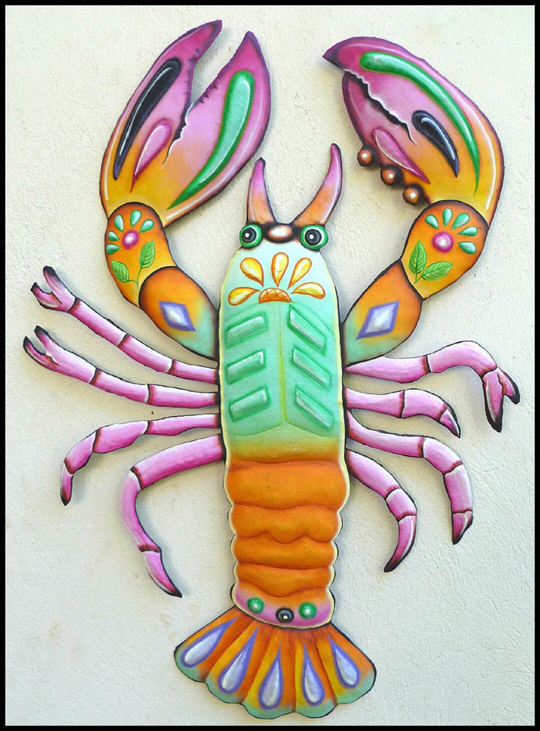 Painted Metal Lobster Wall Hanging, Metal Art, Metal Wall Art, Nautical ...
