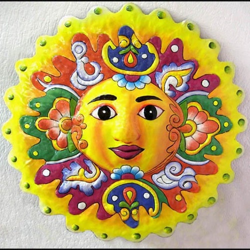 Metal Art Painted Moon Wall Decor Garden Art Painted Metal - Etsy