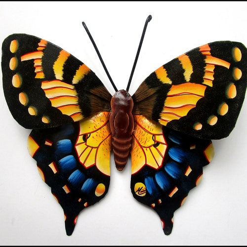 Metal Butterfly Painted Metal Art Garden Decor Metal Art - Etsy