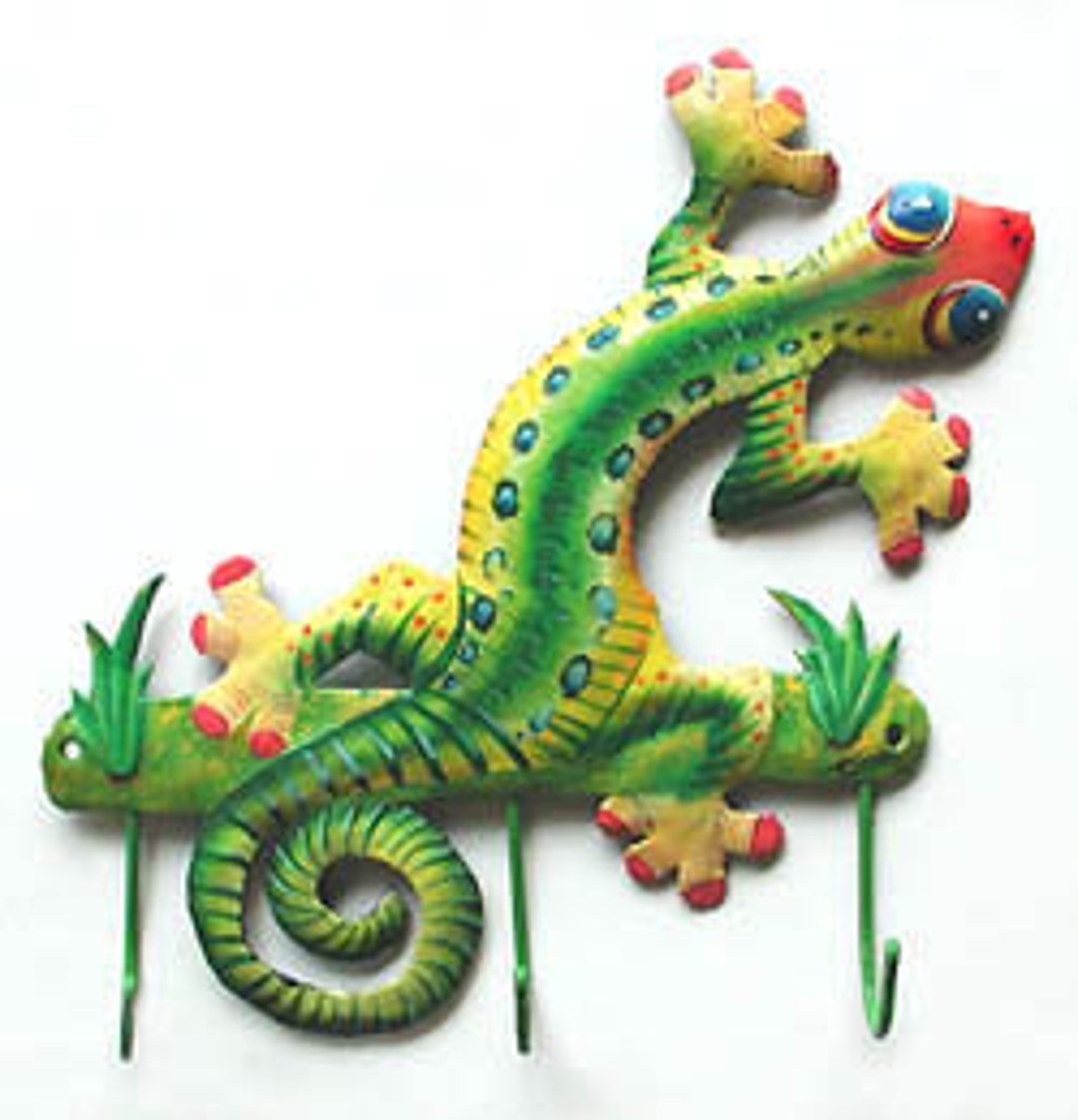 GECKO, Metal Towel Hook, Garden Art, Hand Painted Metal Wall Hook ...
