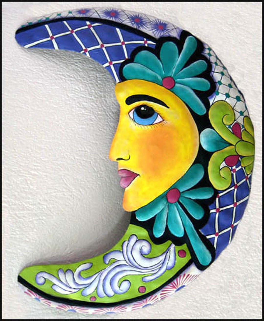 Metal Art Painted Moon Wall Decor Garden Art Painted Metal - Etsy