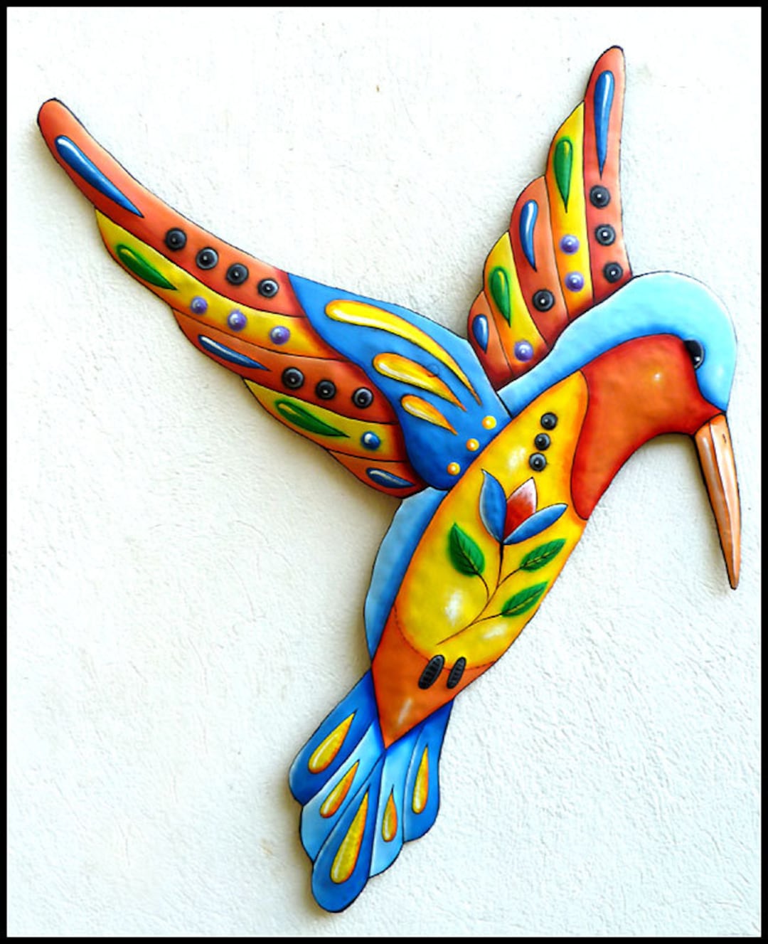 Hummingbird Wall Art, Outdoor Wall Art, Metal Wall Decor, Painted Metal ...