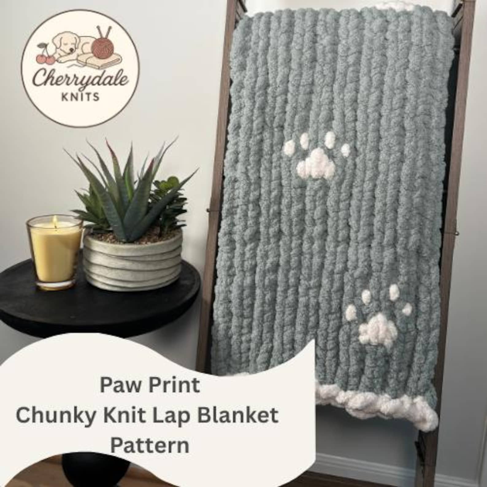 Paw Print Chunky Knit Blanket Pattern - Etsy