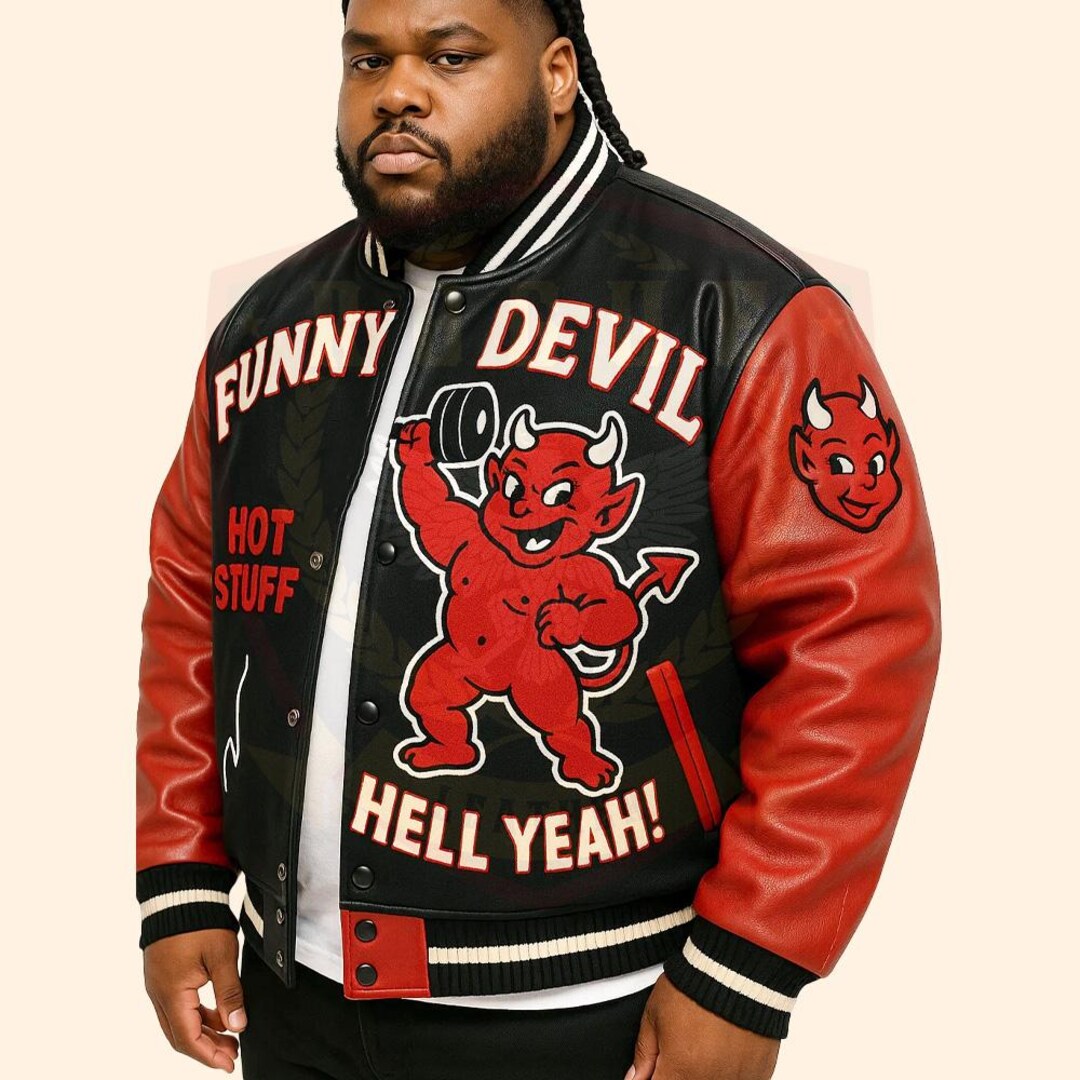 Funny Devil Leather Jacket, High-quality Winter Wear for Casual ...