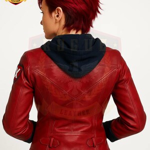 Handmade Inspired Vi Jacket | LOL Cosplay Costume Red Leather Jacket ...