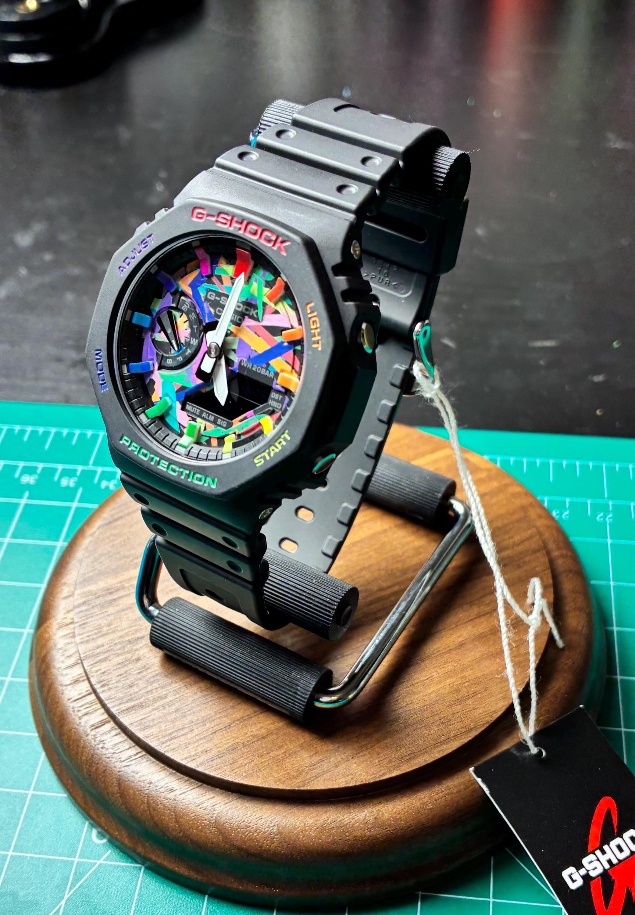 Casio G-shock GA2100 Casioak Rainbow Mod – Custom Dial, Bezel & Hour ...