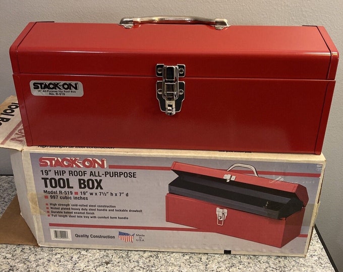 Vintage Stack-on Tool Box 19" Hip Roof All Purpose With Tray Red Steel ...