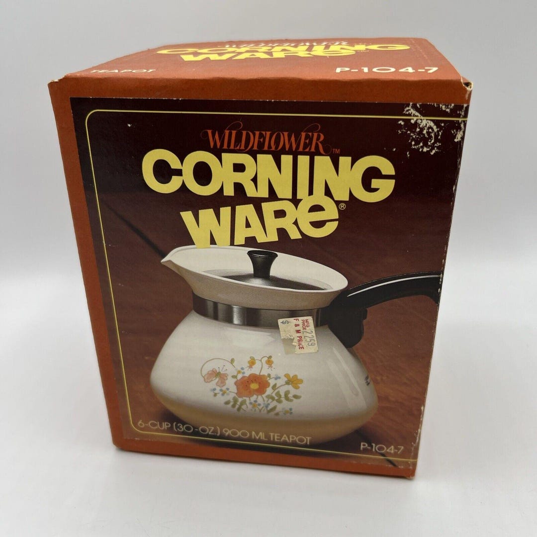 Vintage Corning Ware Wildflower Teapot 6 Cup P-104-7 NEW - Etsy