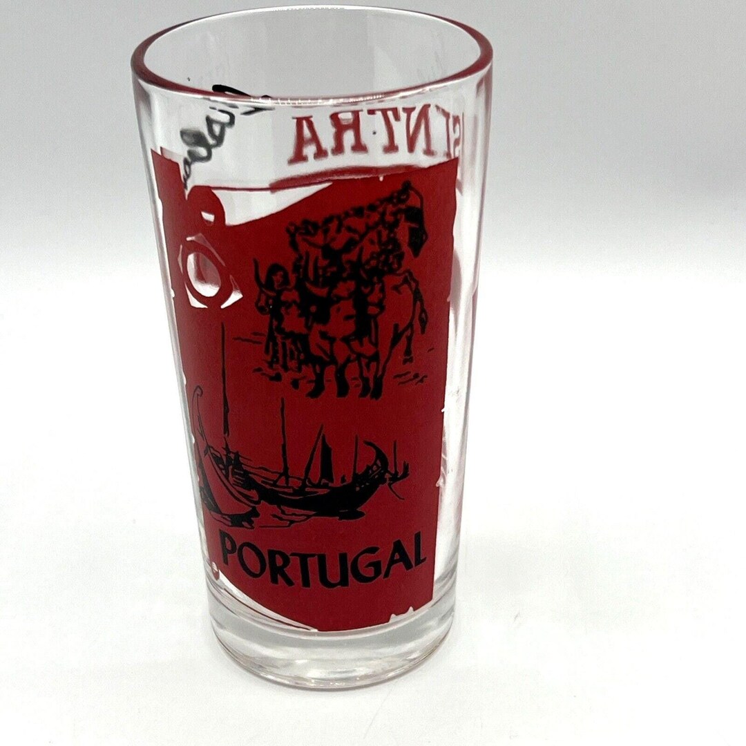 Vintage Pan Am Glass PORTUGAL High Ball Travel Destination Red MCM ...