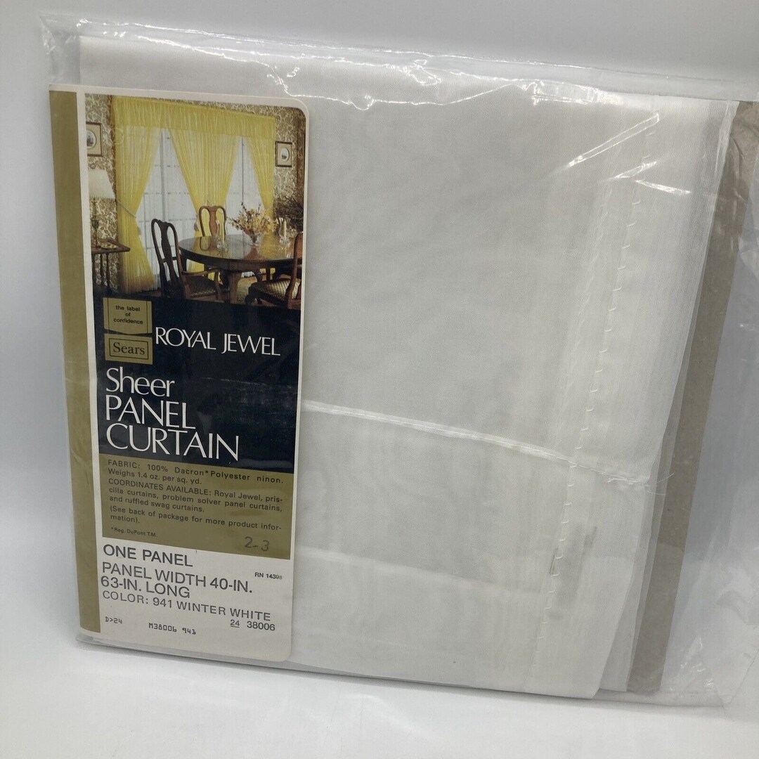 Vintage Sears Sheer Panel Curtain Royal Jewel 40x63 Winter White NOS - Etsy