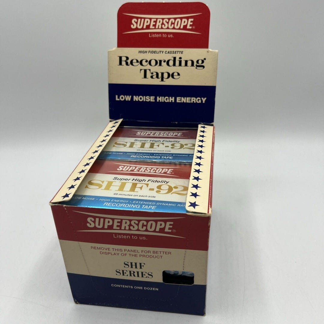 Vintage Superscope High Fidelity Blank Cassette Tapes SHF-92 Box 12 Pc ...