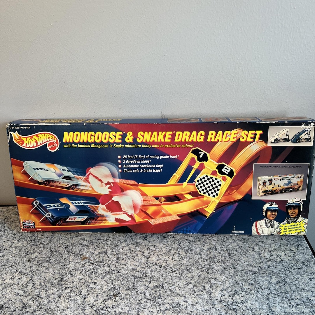 Hot Wheels 25th Anniversary Mongoose and Snake Drag Race Car Set Mattel ...