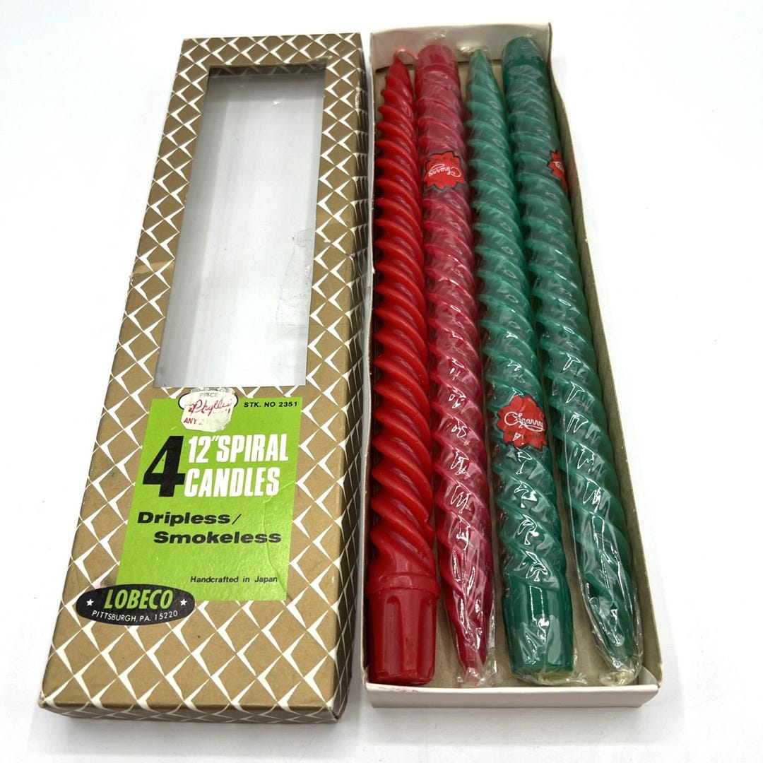 Vintage Lobeco Spiral Taper Candles Red Green 12 Inch Set of 4 ...