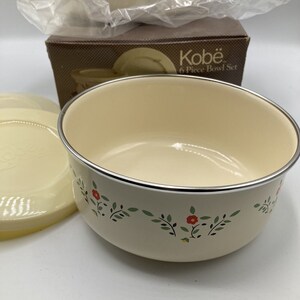 Kobe Kitchen Storage Heat Serve Porcelain on Steel Bowls Plastic Lids ...
