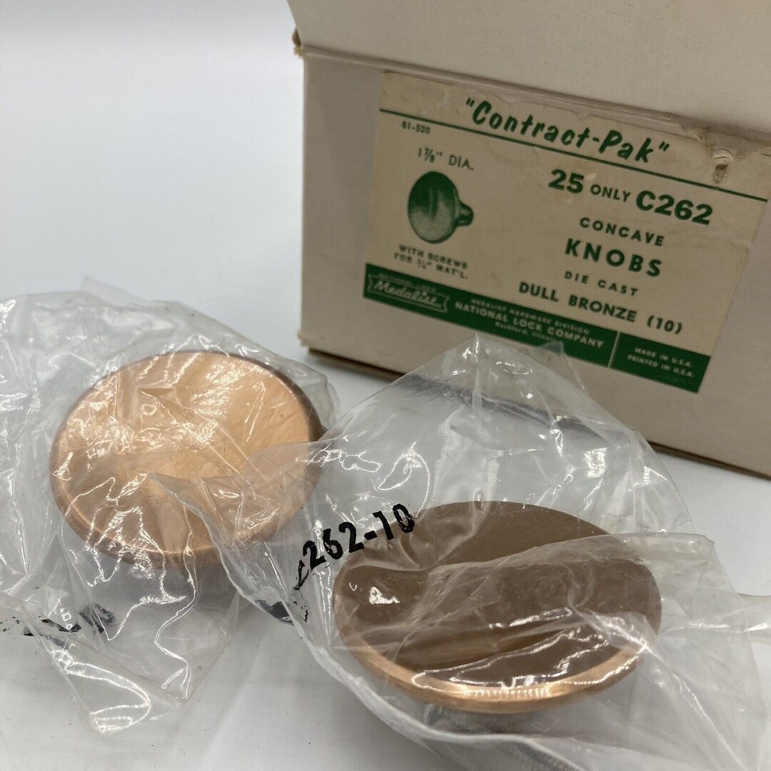 Vintage Mid Century Modern Cabinet Drawer Knob Concave Dull Bronze Lot ...