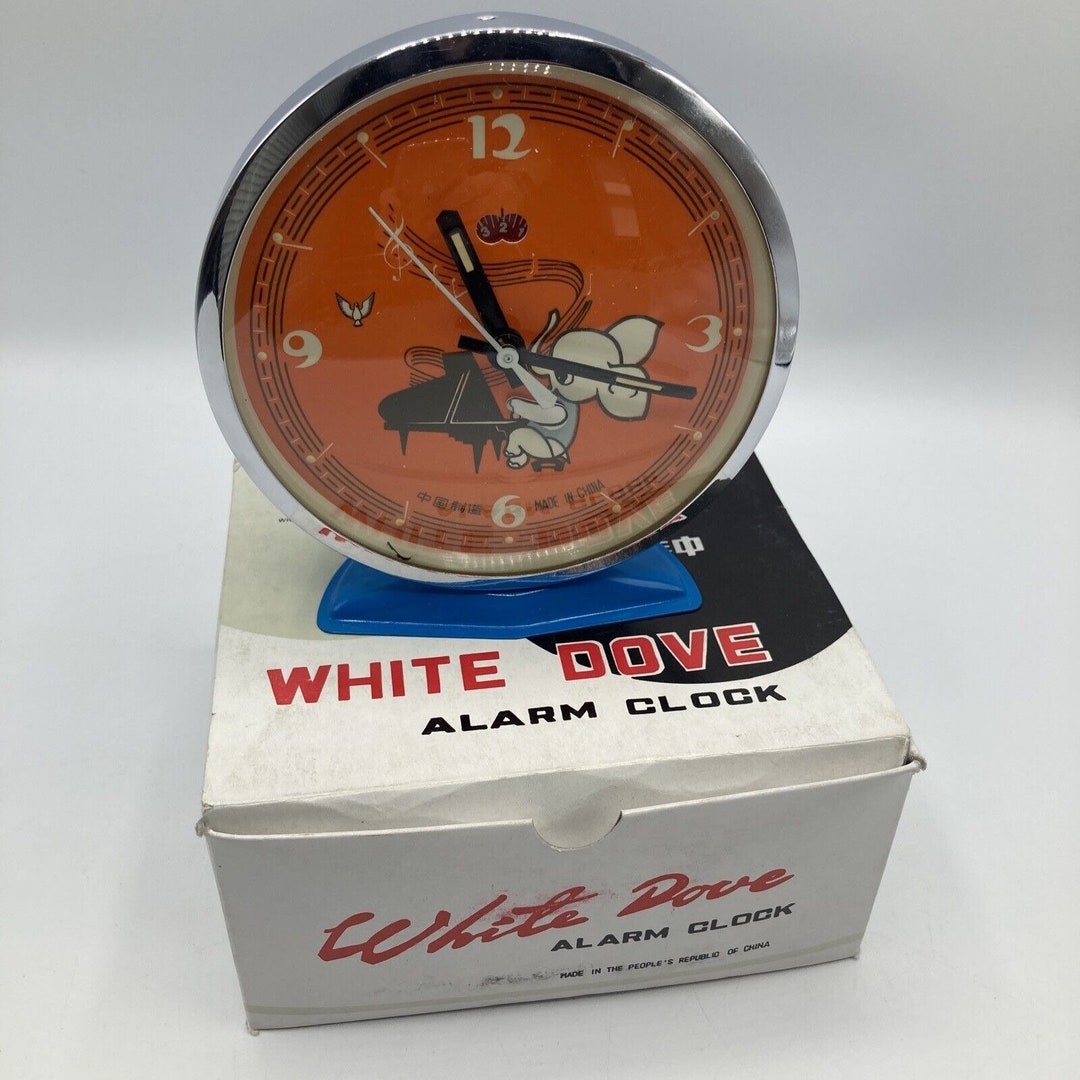 Vintage White Dove Alarm Clock Elephant Piano Moving - Etsy