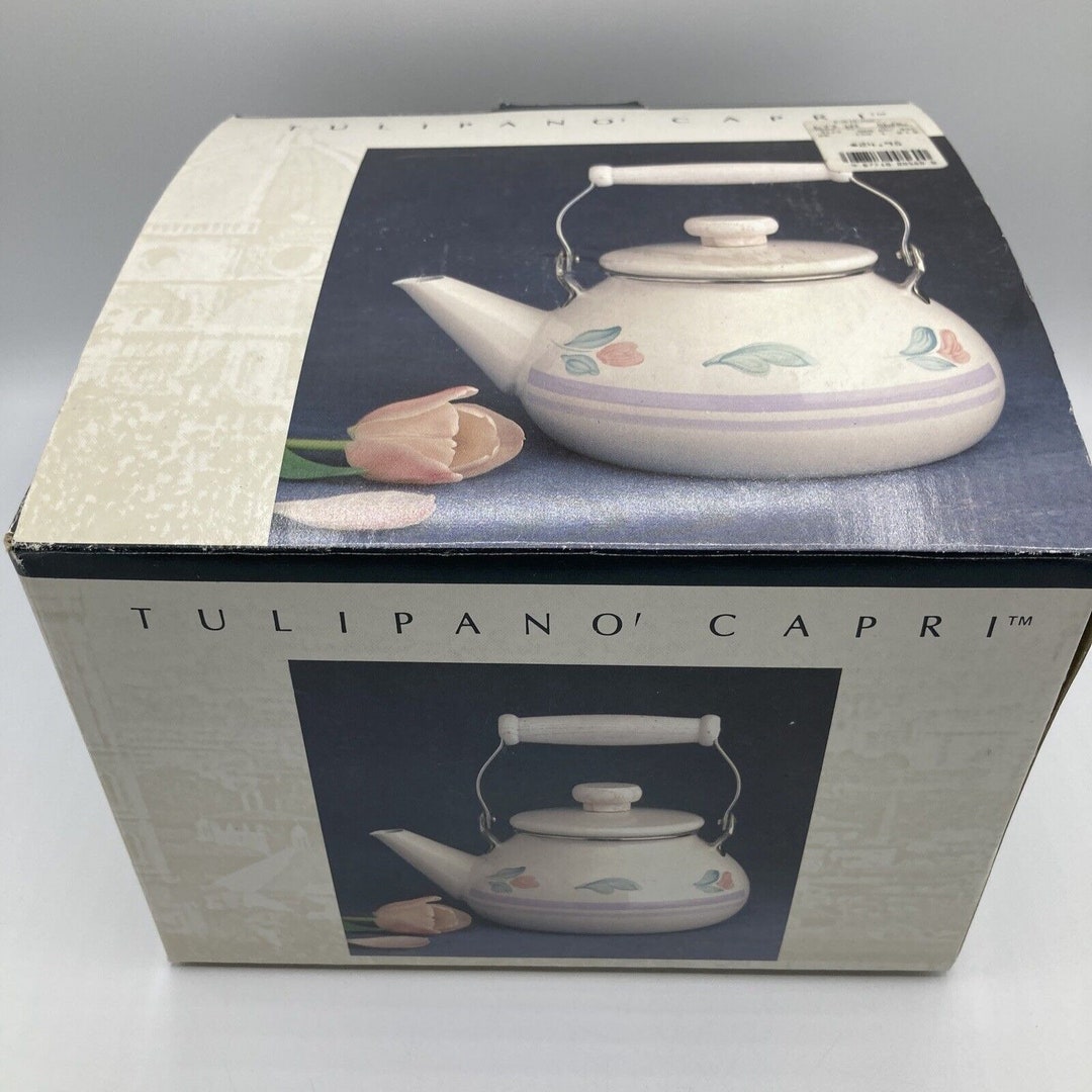Accentables Tulipano Capri Teapot Enamel 2 1/2 Quart Tea Kettle Tulips ...