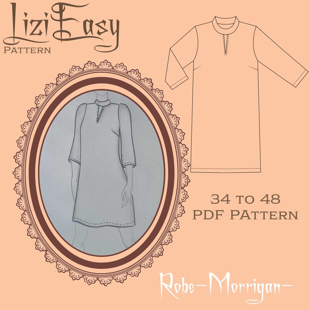 Sewing Pattern - "morrigan" Dress - A4 PDF Pattern - Sizes 34 to 48 ...