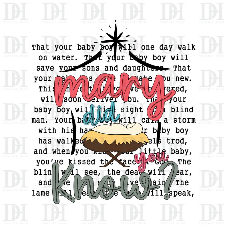 Preppy Mary Did You Know PNG, Doodle Font Christmas PNG, Faith ...