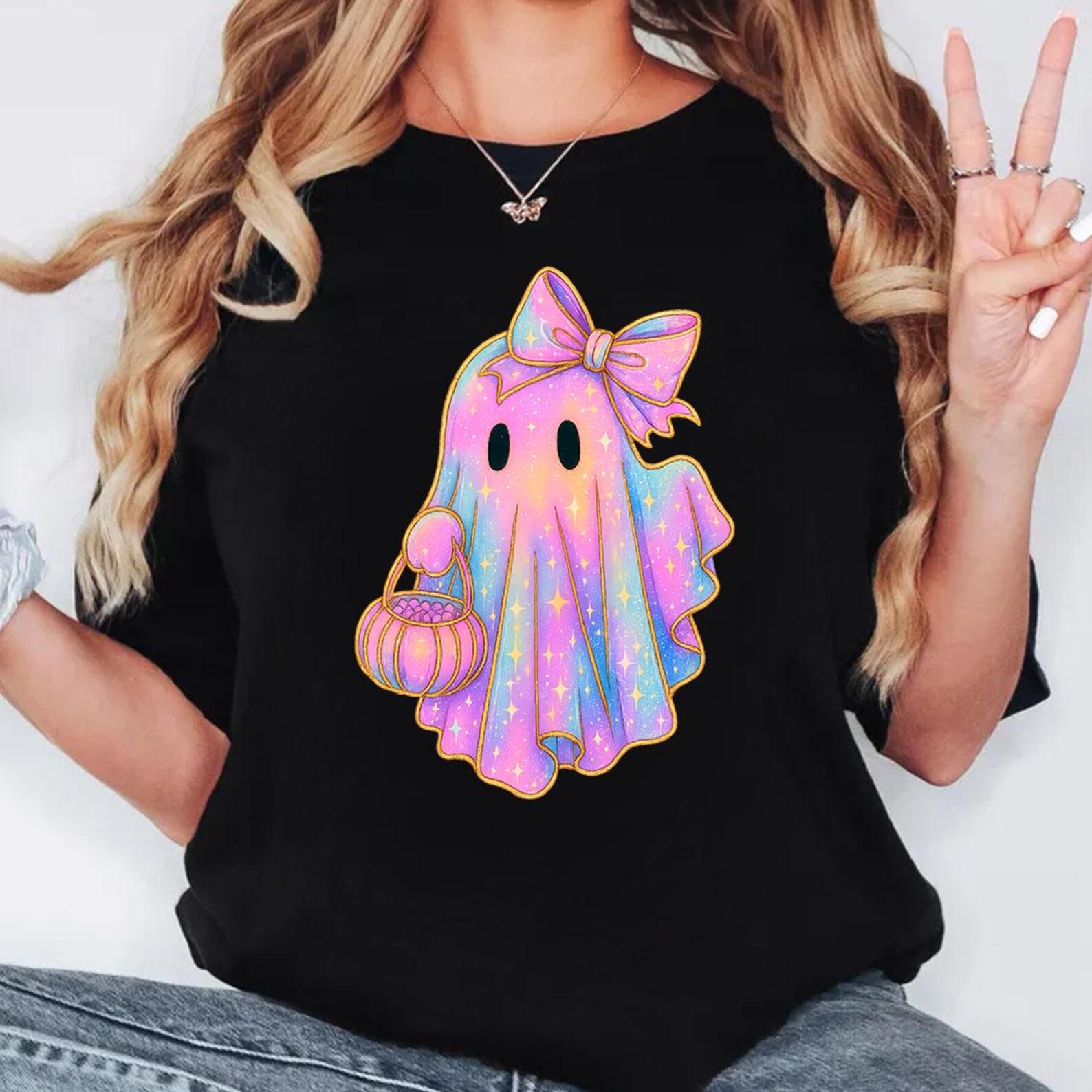 Halloween Neon Ghost Png, Neon Spooky Vibes Png, Cute Boo Ghost ...