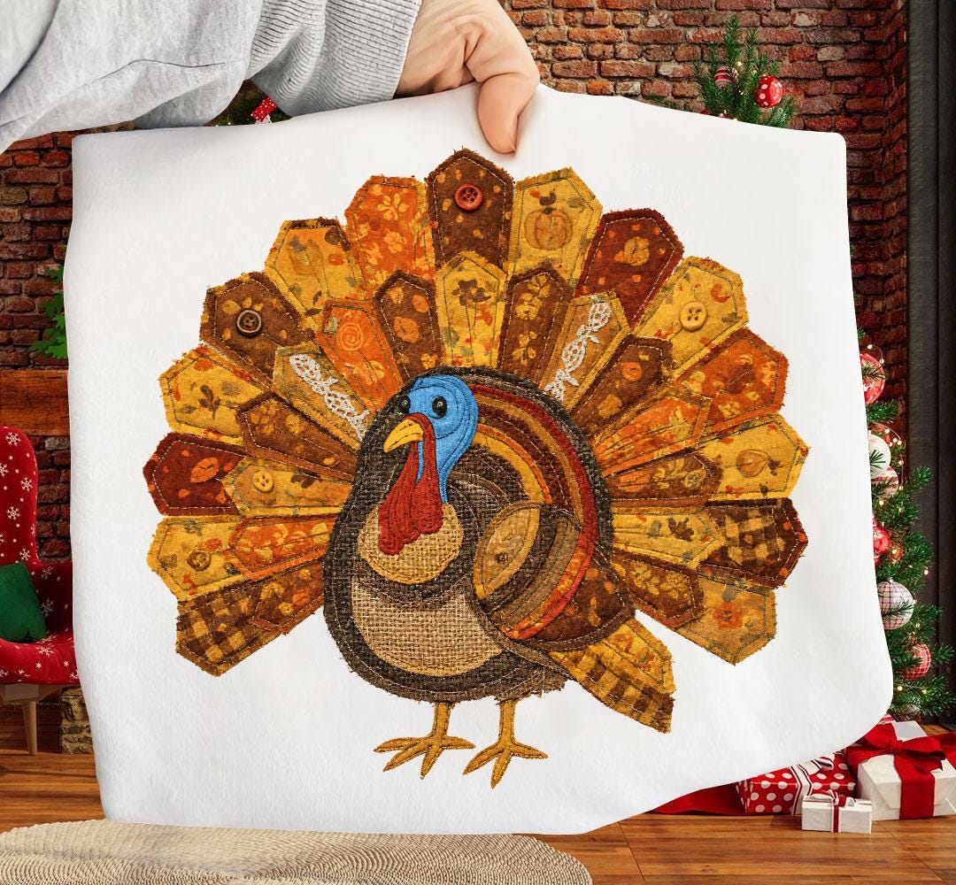 Patchwork Turkey PNG, Thankful Turkey Png, Thanksgiving Quilt Png, Cozy ...