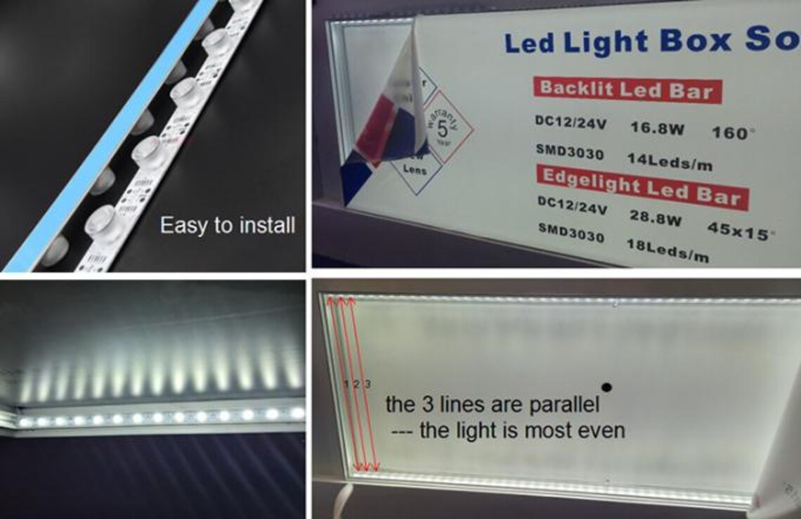 CE-N3030-18W-HE-6.5K Edge-lit Led Bar 3.25ft – Dimmable 24V 28.8W Ip20 ...