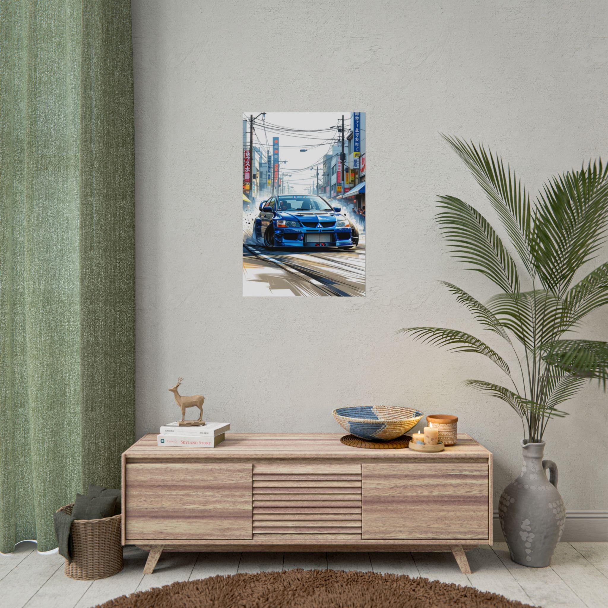 Drift King Rolled Poster, JDM Wall Art, Japanese Street Drifting Print ...