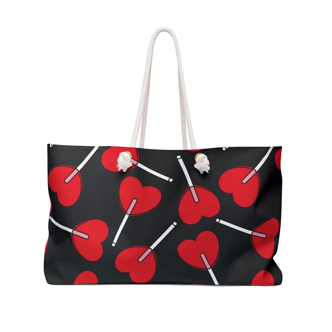 Red Heart Lollipop Weekender Bag | Candy Pattern Travel Tote - Etsy