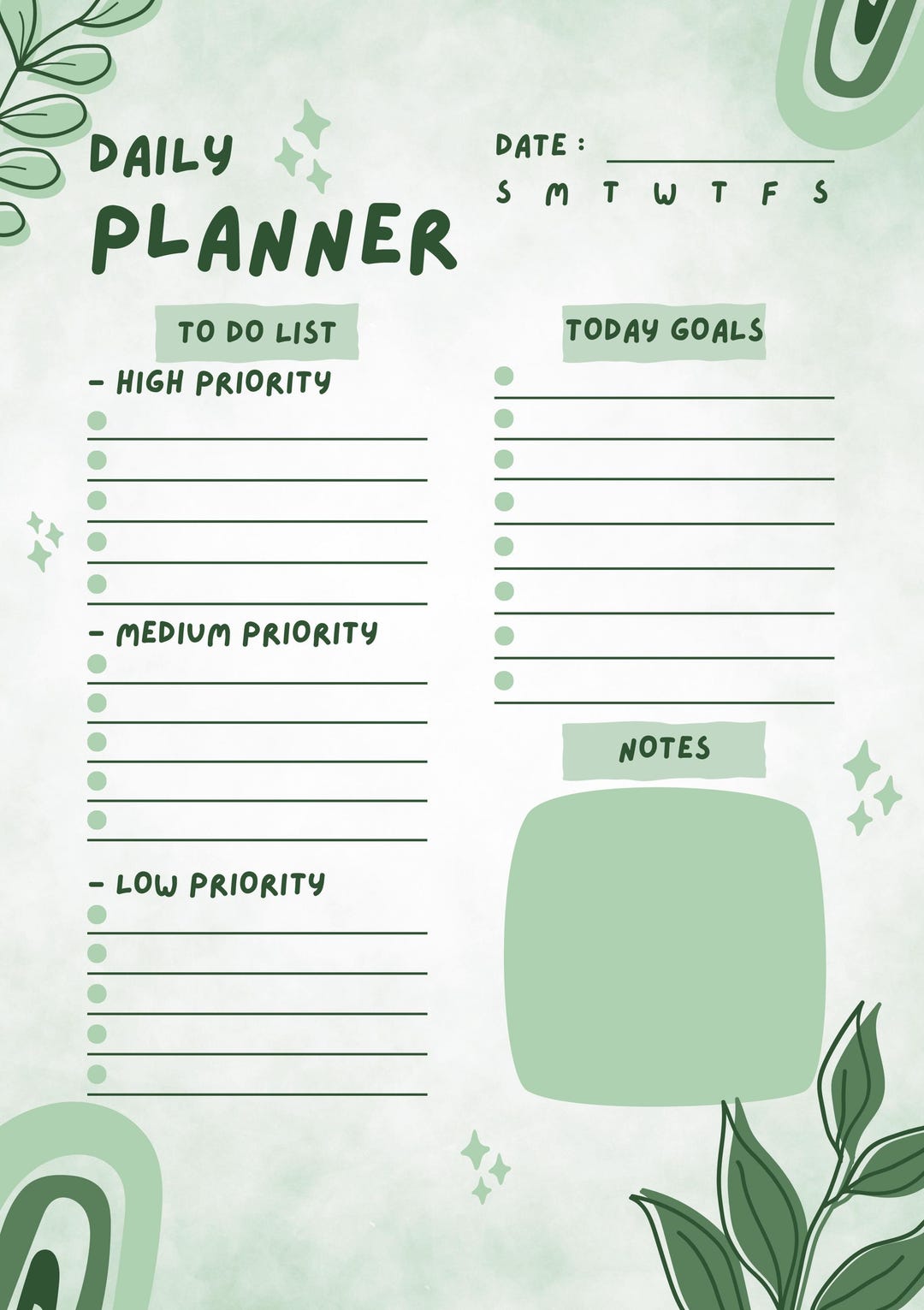 7 Day Planner Printable, Daily Planner, Weekly Planner, Daily to Do ...