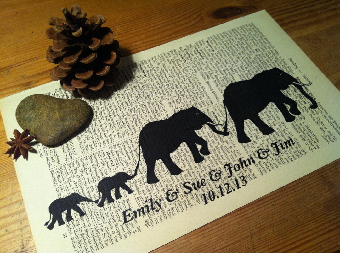 Elephant, Dictionary Print, Zero Waste Gifts, Bookish Gifts, Librarian ...