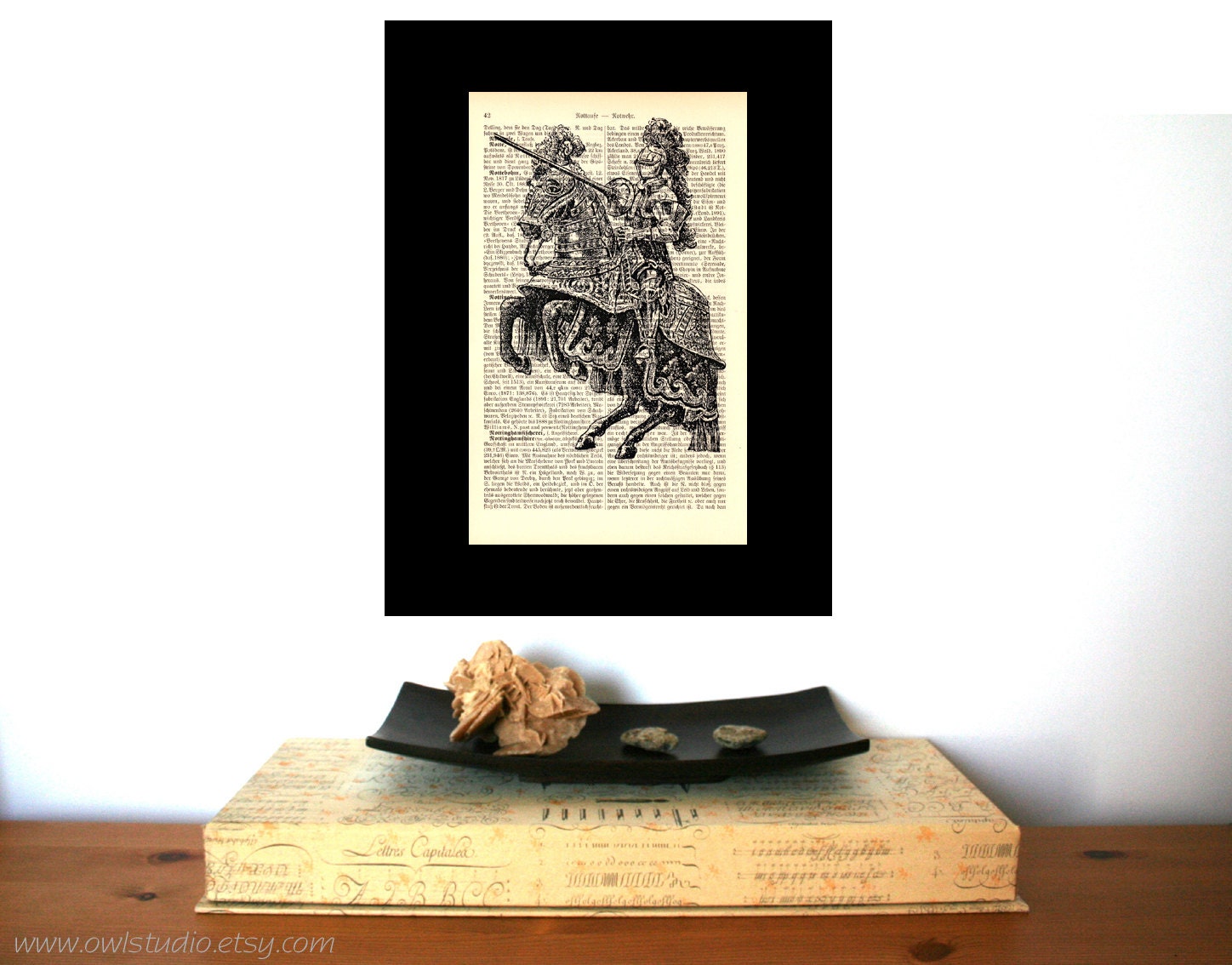 Medieval Knight dictionary print bookish gifts old book | Etsy