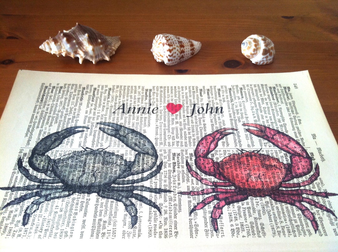 Crab Love , Shabby Chic Wall Art, Librarian Gifts, Mindfulness Gift - Etsy