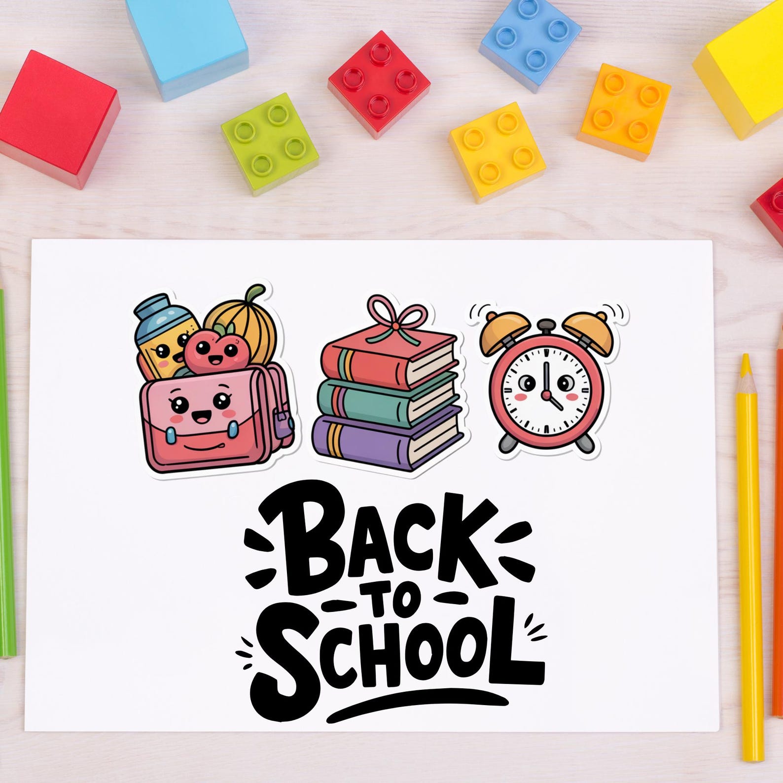 Back to School PNG Bundle, Kawaii School Stickers, 12 Cute School ...