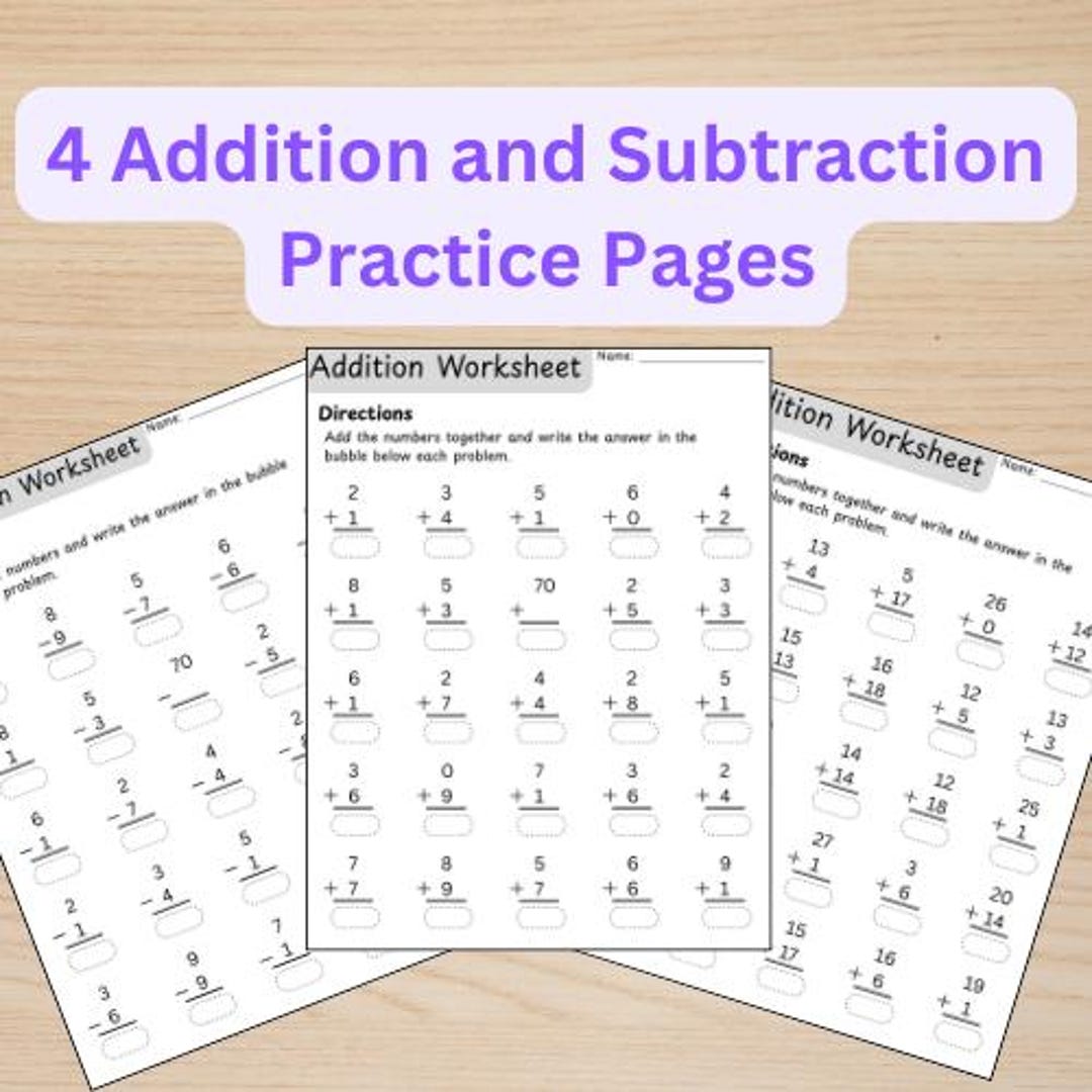 1st Grade Math Worksheets: Addition & Subtraction Practice (digital ...