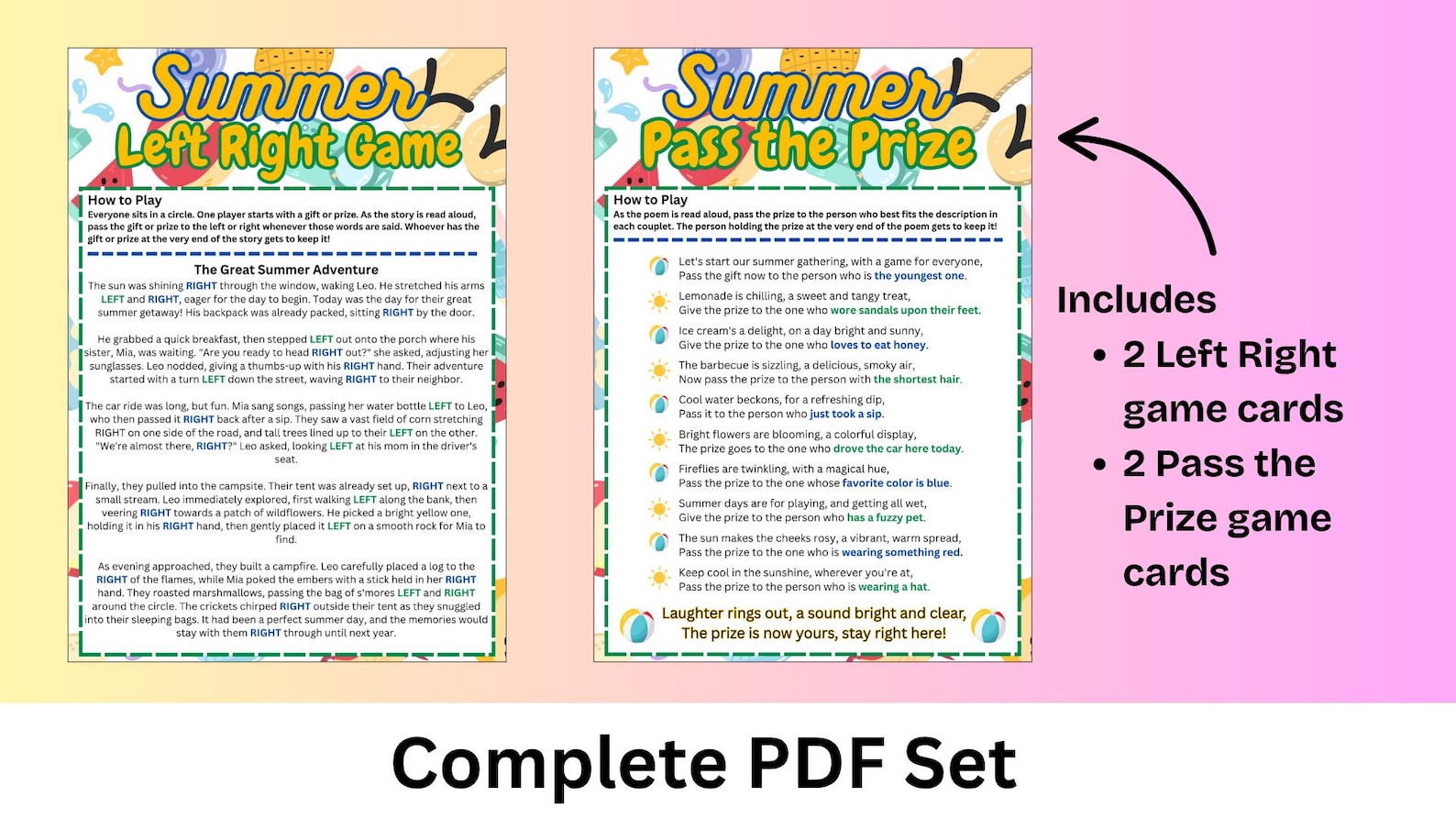 Summer Activity Bundle, Bingo, Word Search, Prize Games, Birthday Party ...