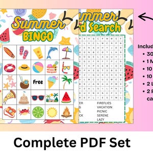 Summer Activity Bundle, Bingo, Word Search, Prize Games, Birthday Party ...